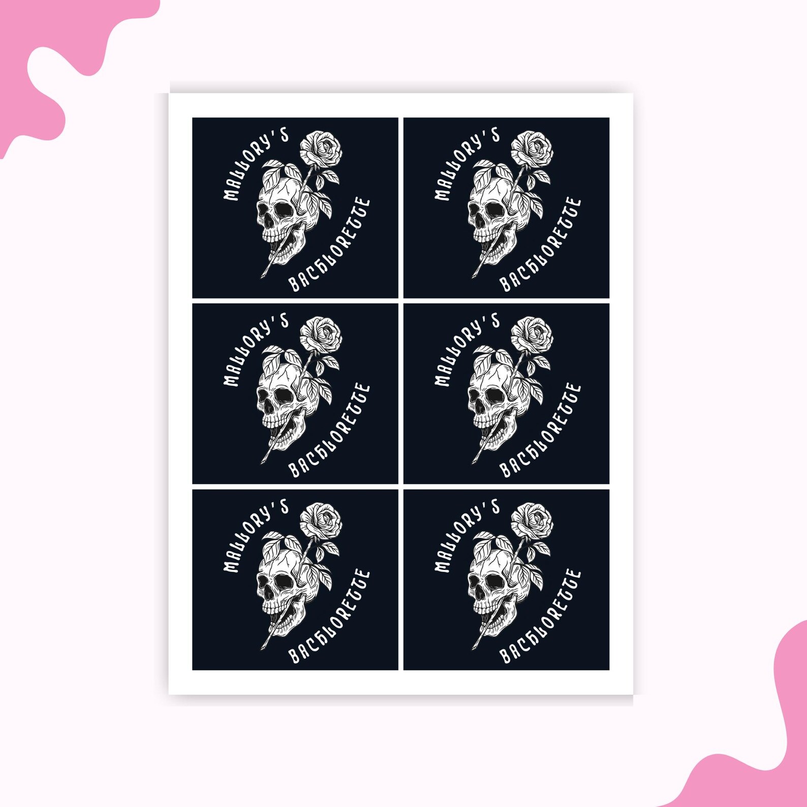 Champagne/wine Bottle Labels, Black & White Skull Rose Bottle Label ...