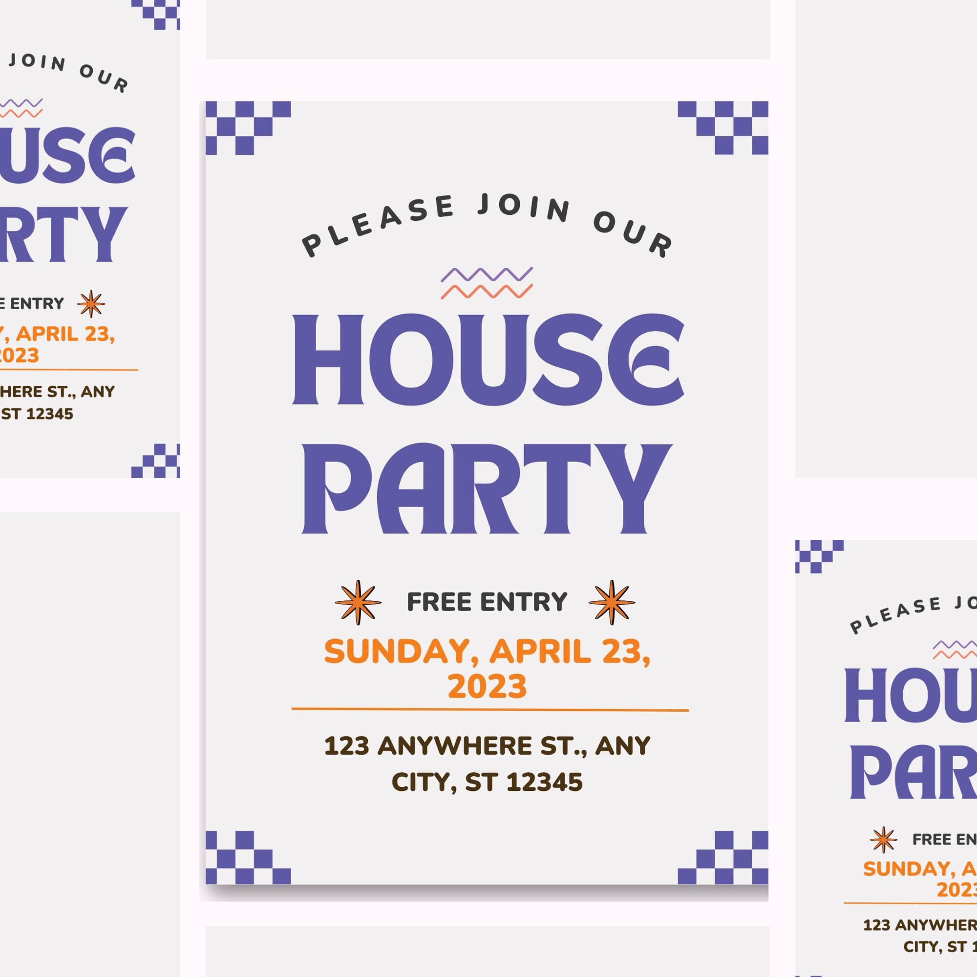 Retro House Party Invitation, Editable Invite, Canva Invitation ...