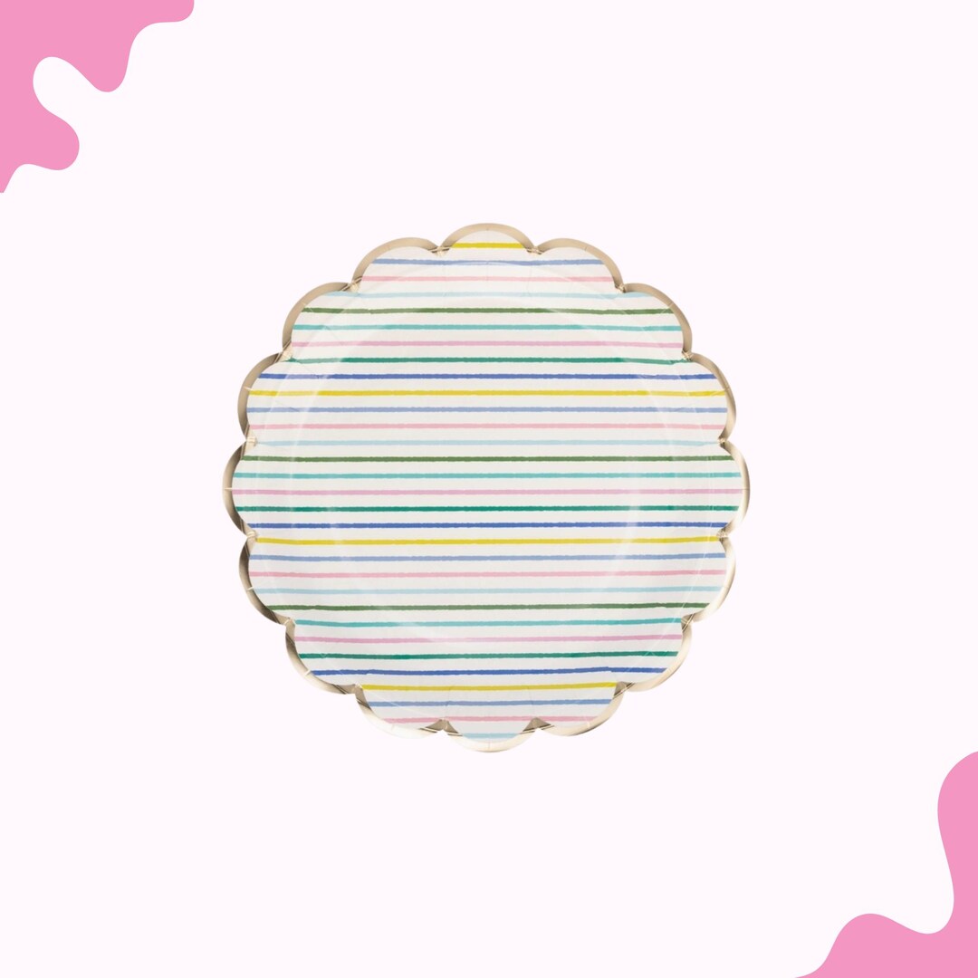 Pasty Stripe Paper Plates, Bachelorette Party Supplies, Set of 8 - Etsy