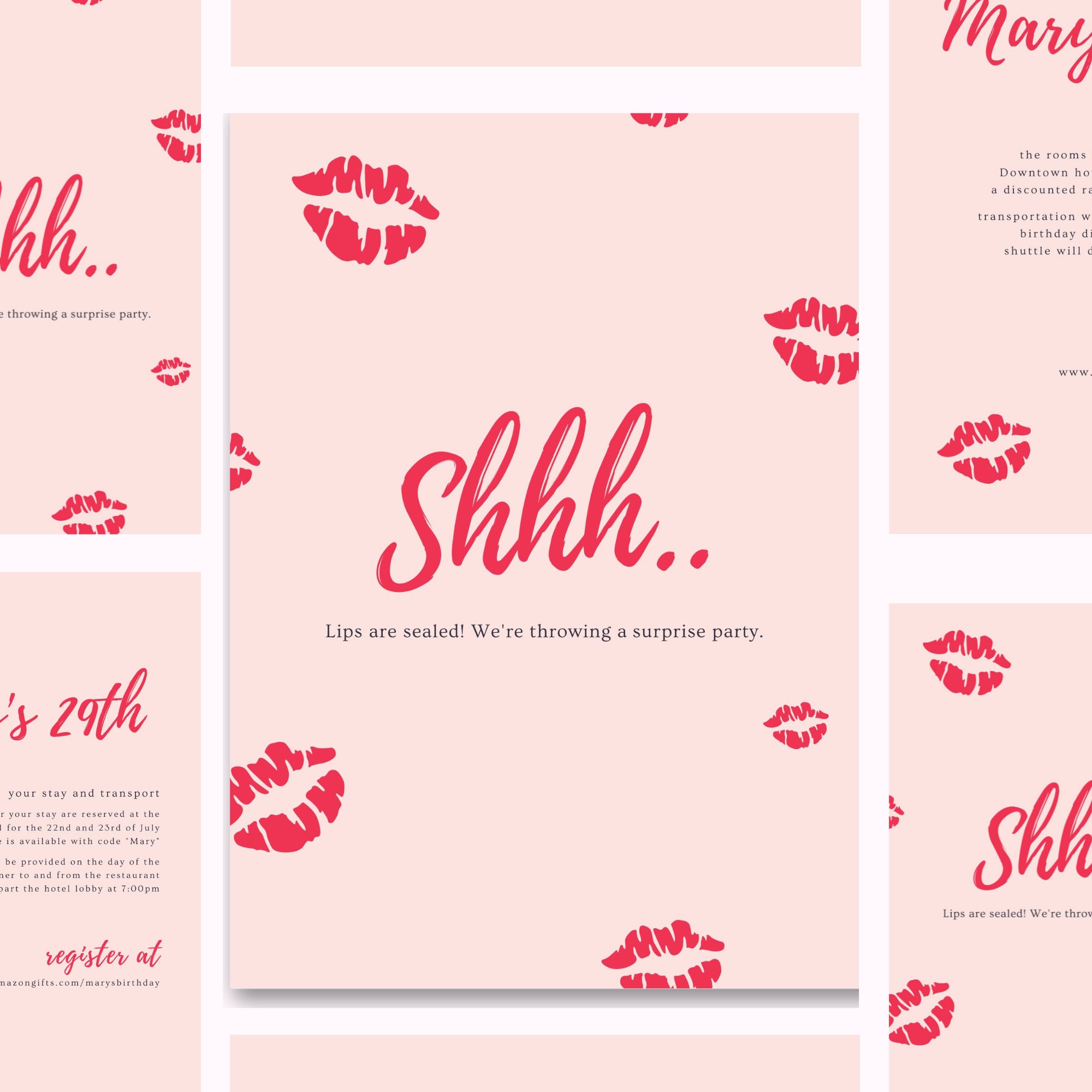 Surprise Lips Birthday Invitation, Custom Canva Template, Instant ...