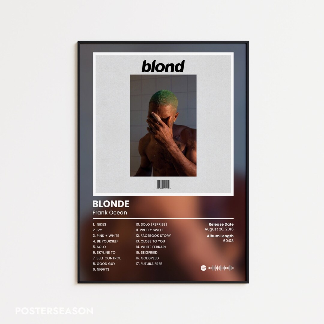 Frank Ocean Album Poster, Blonde Album Cover Print, Tracklist Poster ...