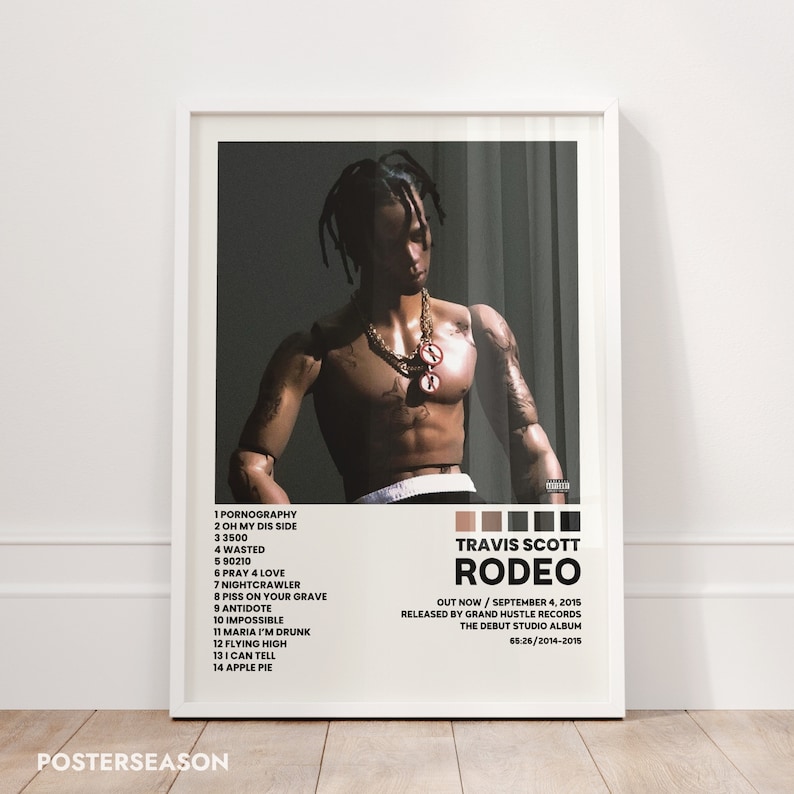 Travis Scott Album Poster, Rodeo Album Cover Wall Print, Tracklist ...