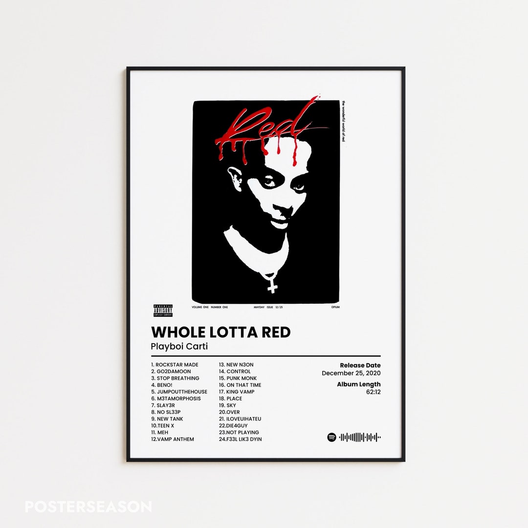 Playboi Carti Album Poster, Whole Lotta Red Album Cover Print ...