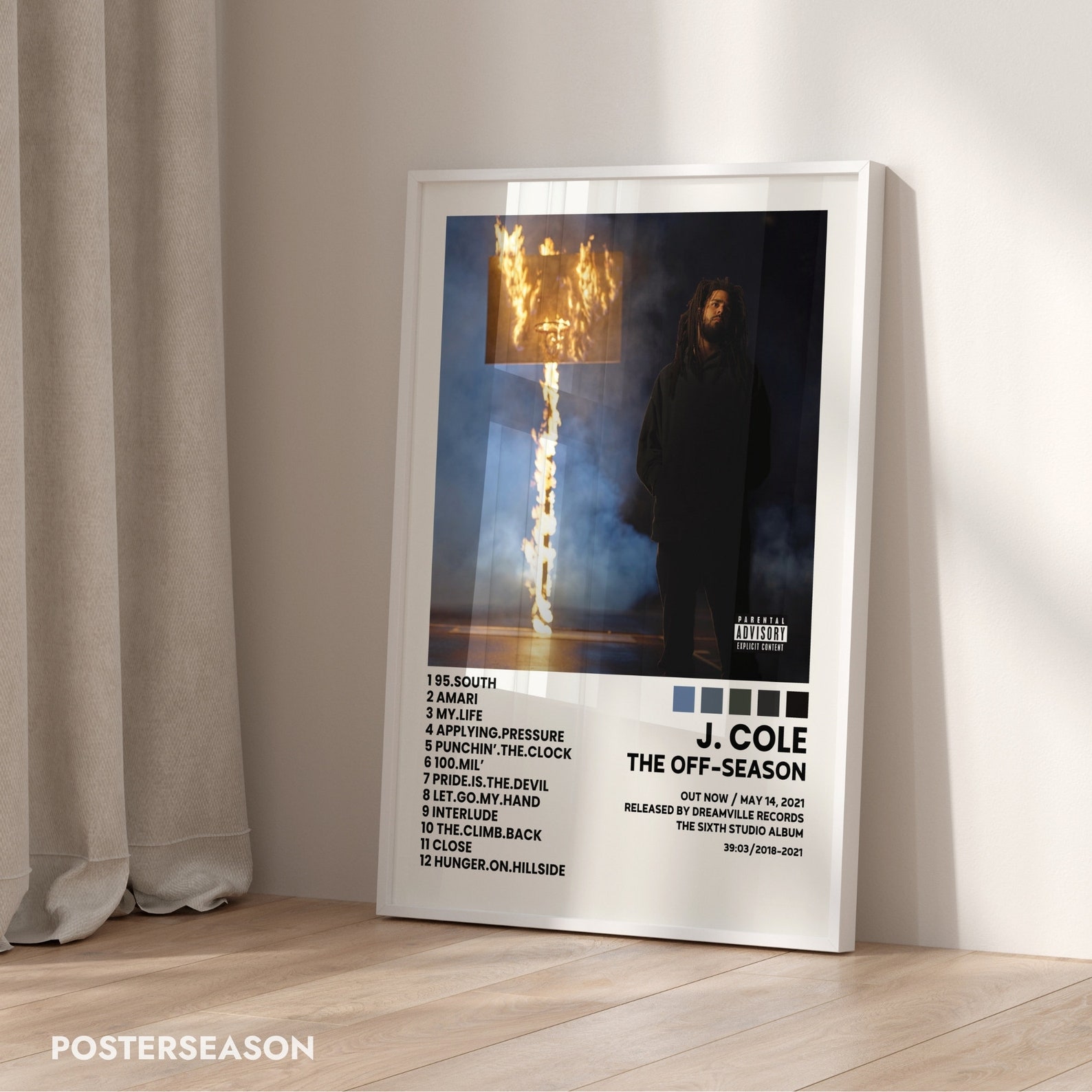 J. Cole Album Poster, the Off-season Album Cover Wall Print, Tracklist ...