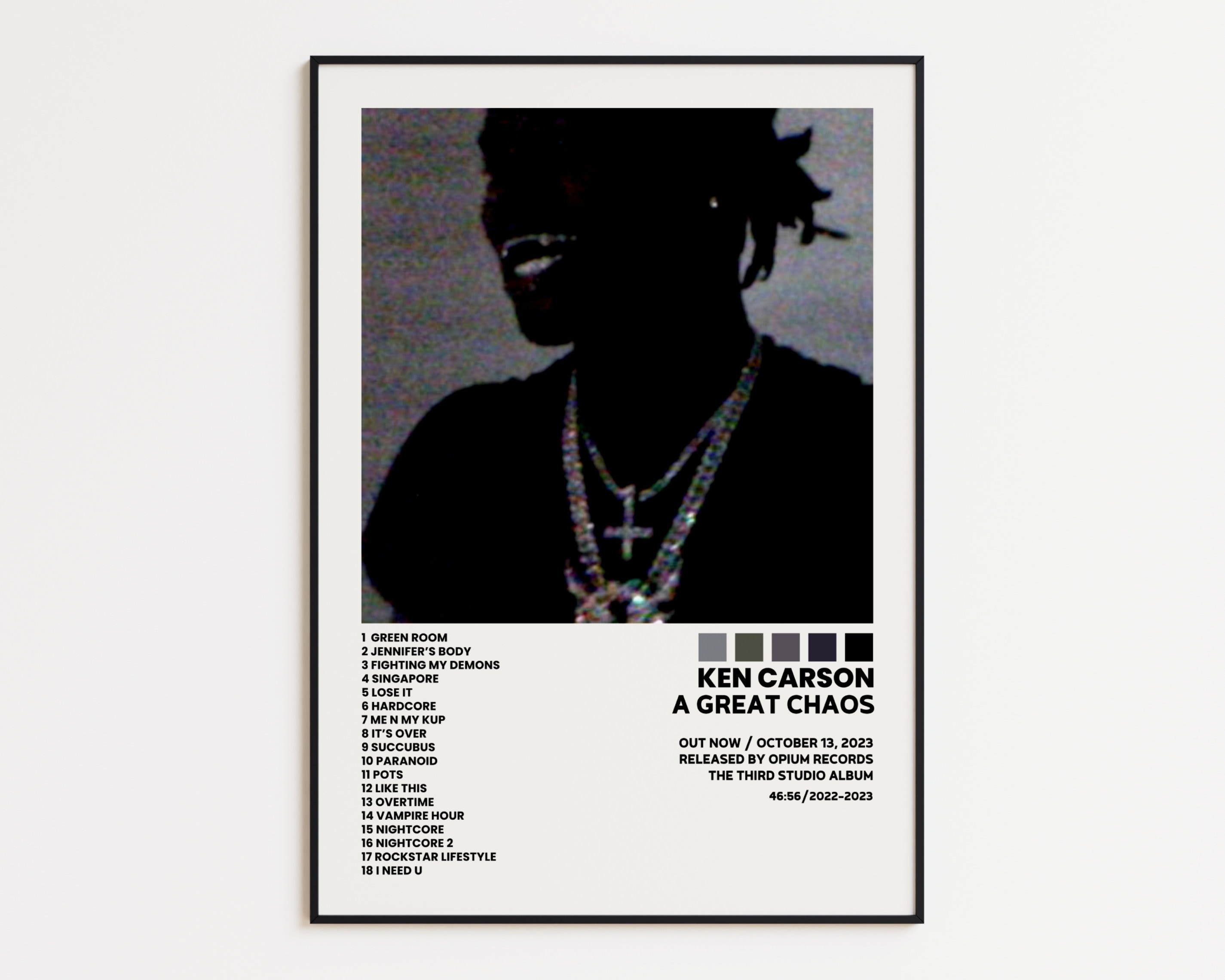 Ken Carson Cover Poster, A Great Chaos Album Wall Print, Tracklist ...