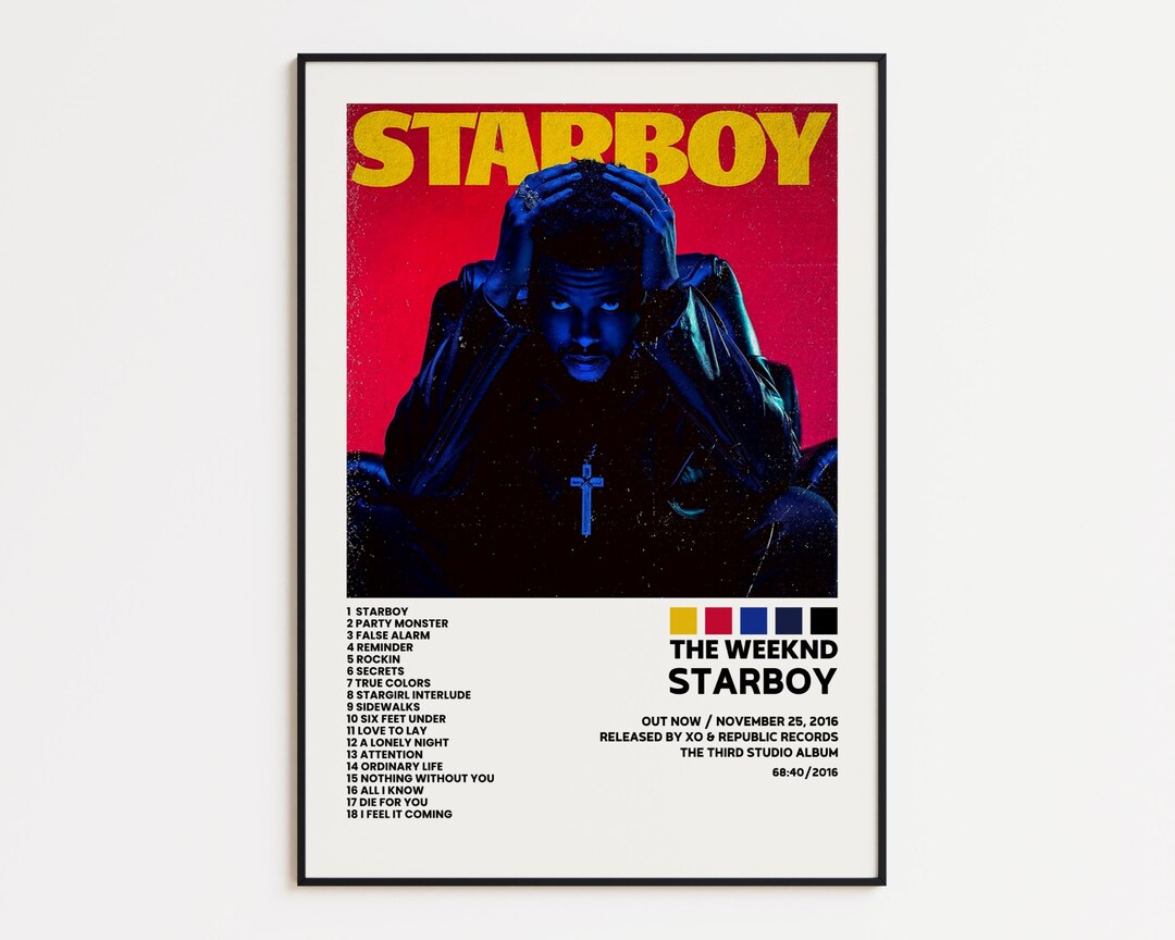 The Weeknd Cover Poster, Starboy Album Wall Print, Tracklist Poster ...