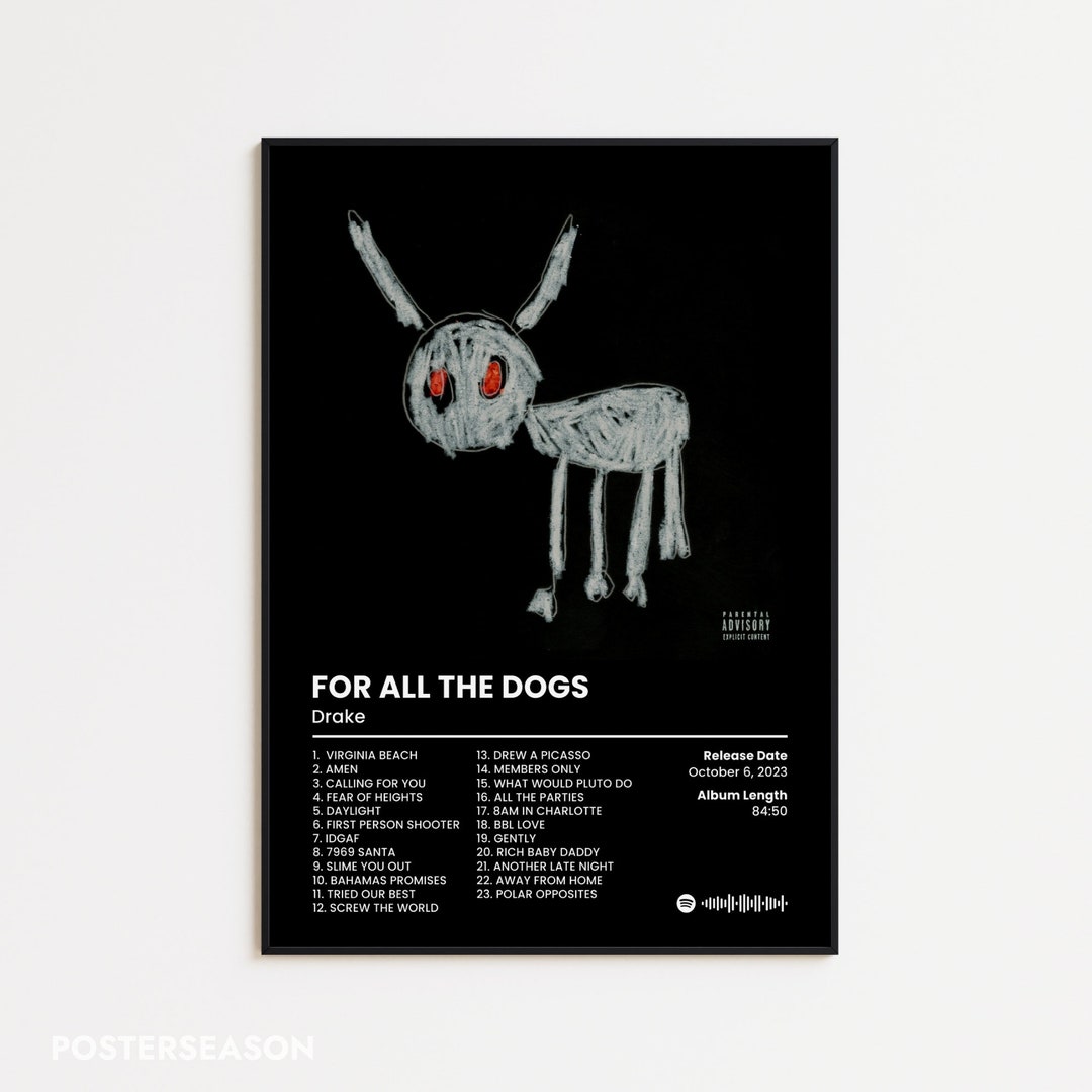 Drake Album Poster, for All the Dogs Album Cover Print, Tracklist ...