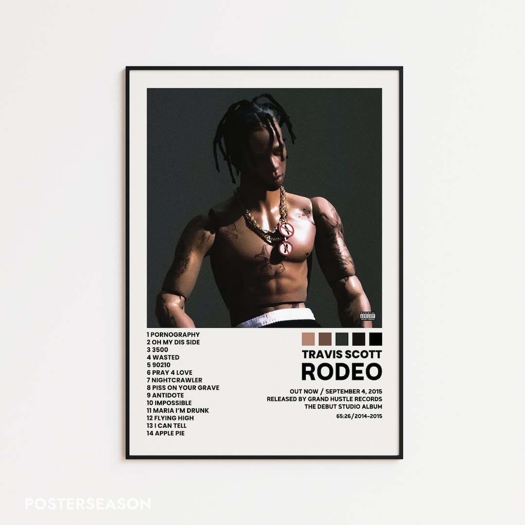 Travis Scott Album Poster, Rodeo Album Cover Wall Print, Tracklist ...