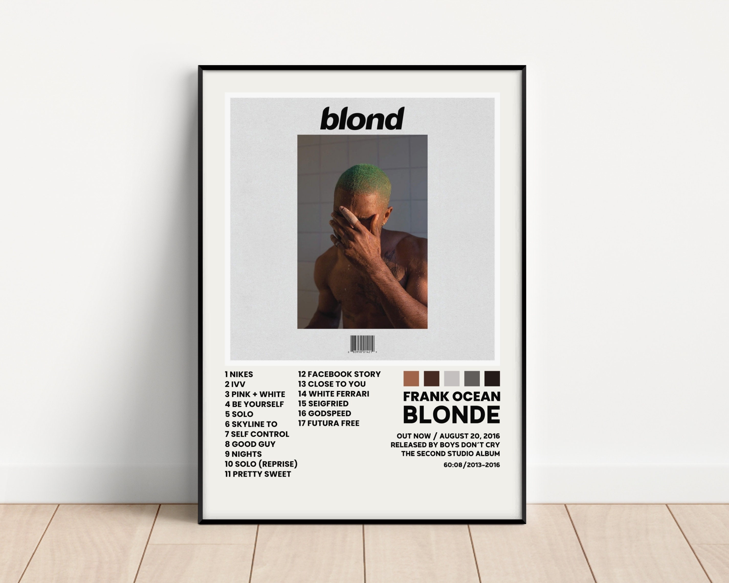 Frank Ocean Poster Blonde Album Wall Print Tracklist Poster Frank
