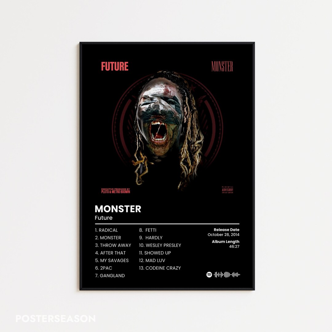Future Album Poster, Monster Album Cover Print, Tracklist Poster, Rap ...