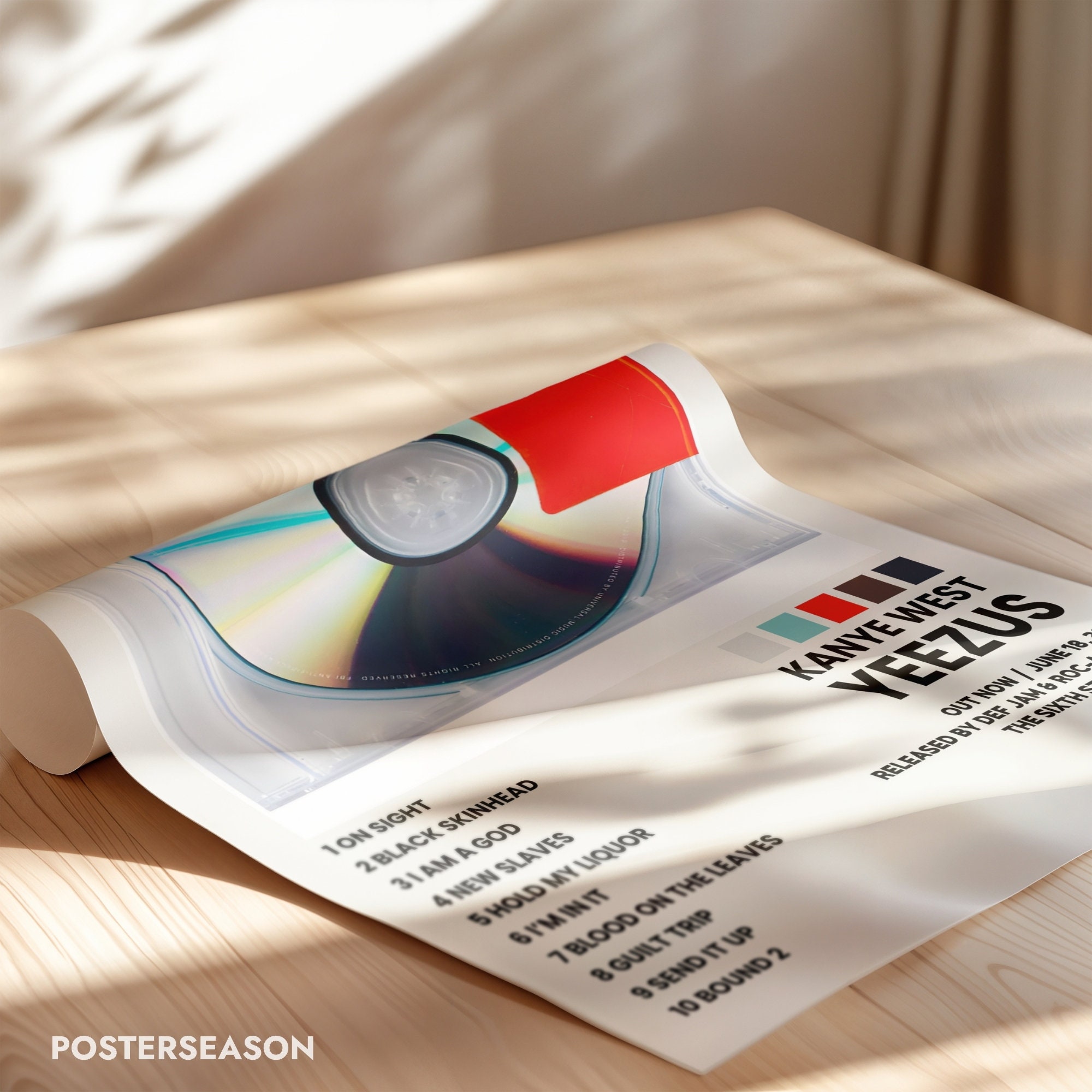 Kanye West Album Poster, Yeezus Album Cover Wall Print, Tracklist ...