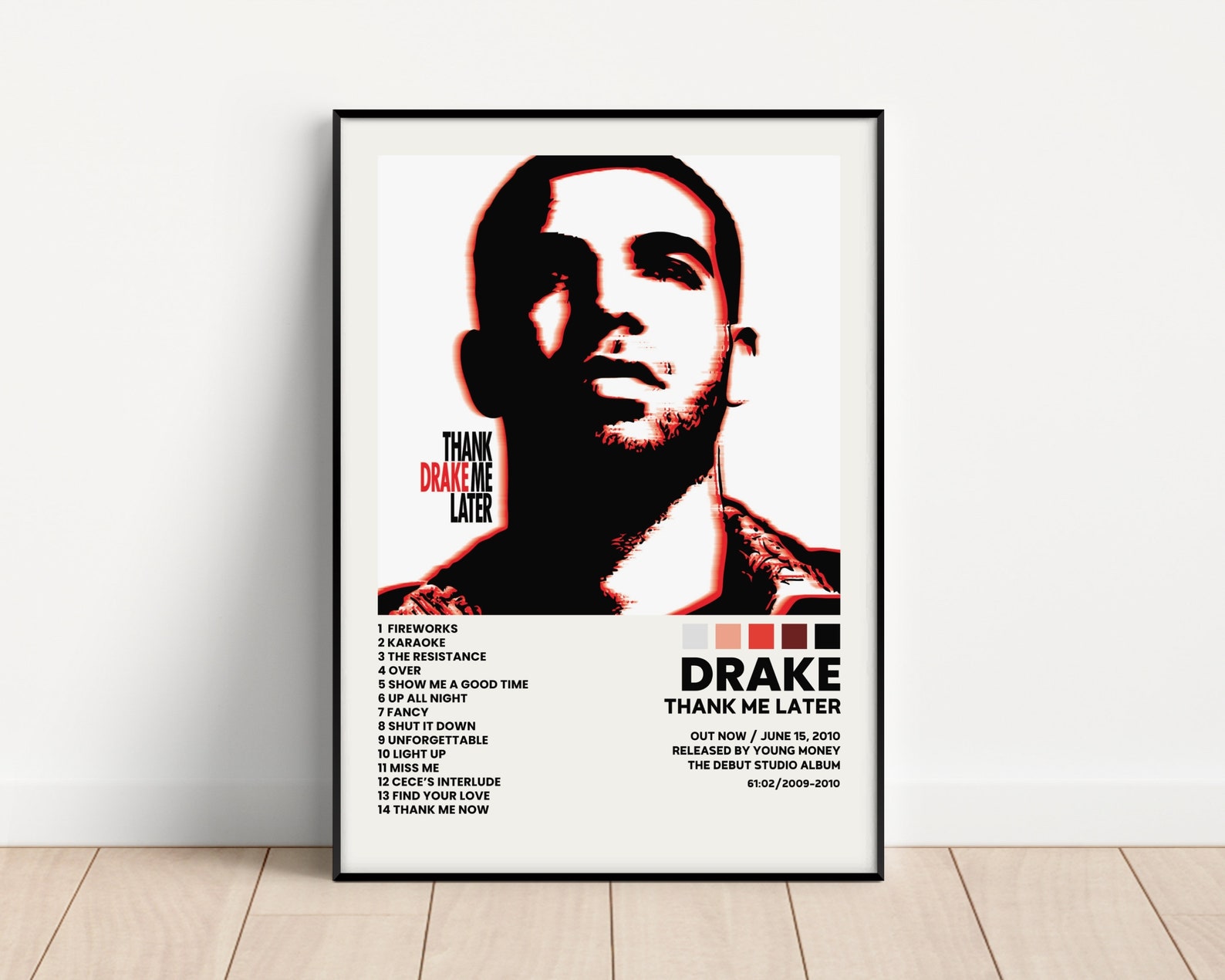 Drake Cover Poster, Thank Me Later Album Wall Print, Tracklist Poster ...