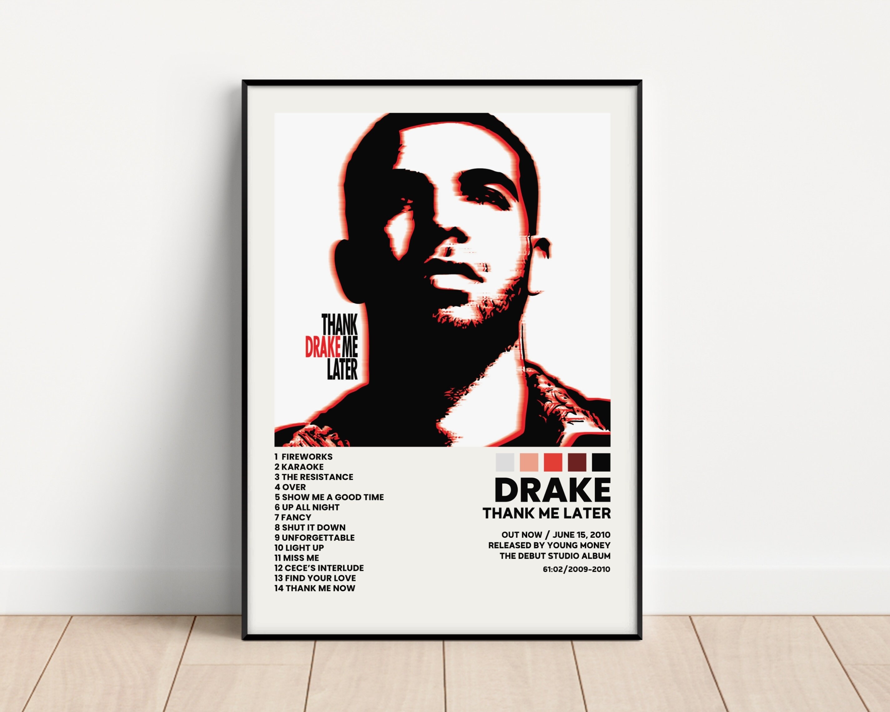 Drake Cover Poster, Thank Me Later Album Wall Print, Tracklist Poster ...