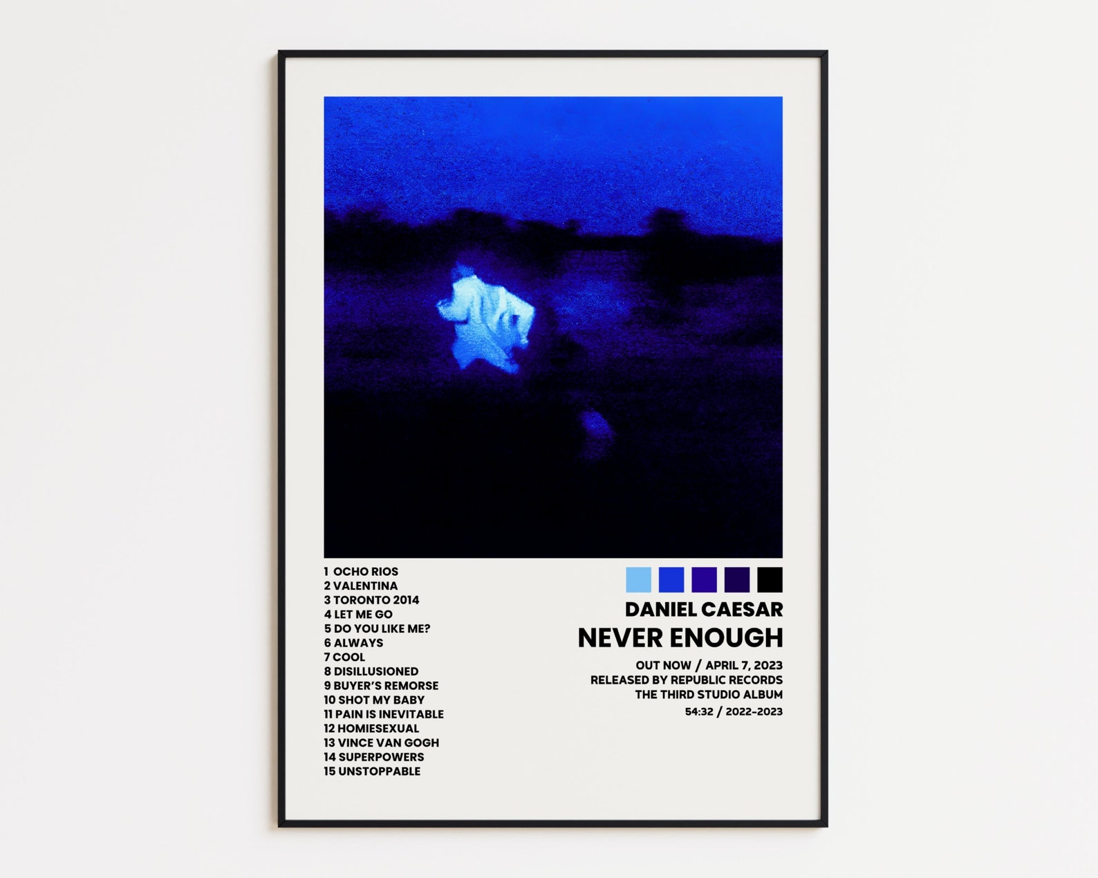 Daniel Caesar Cover Poster, Never Enough Album Wall Print, Tracklist ...