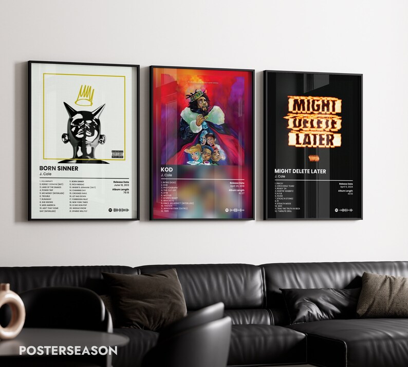 J. Cole Album Poster Set of 6, Album Cover Print, Tracklist Poster, Rap ...