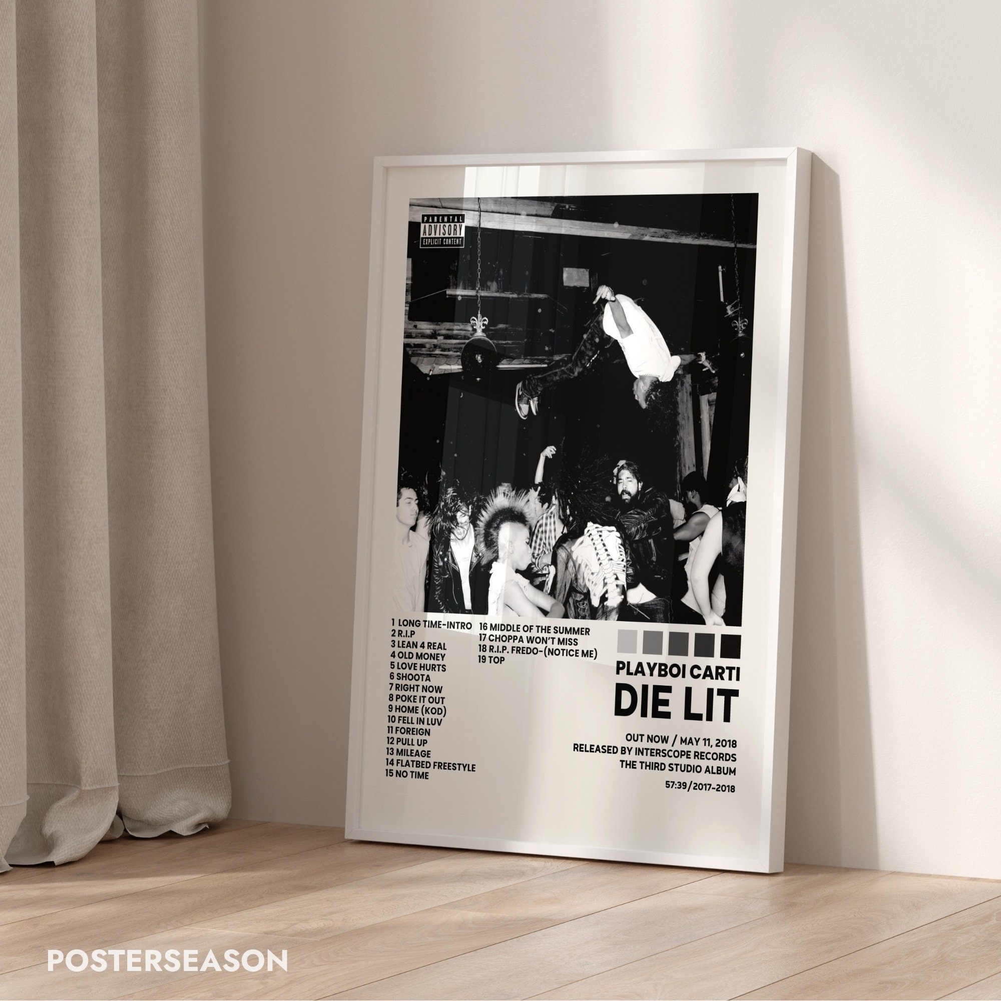 Playboi Carti Album Poster, Die Lit Album Cover Wall Print, Tracklist ...