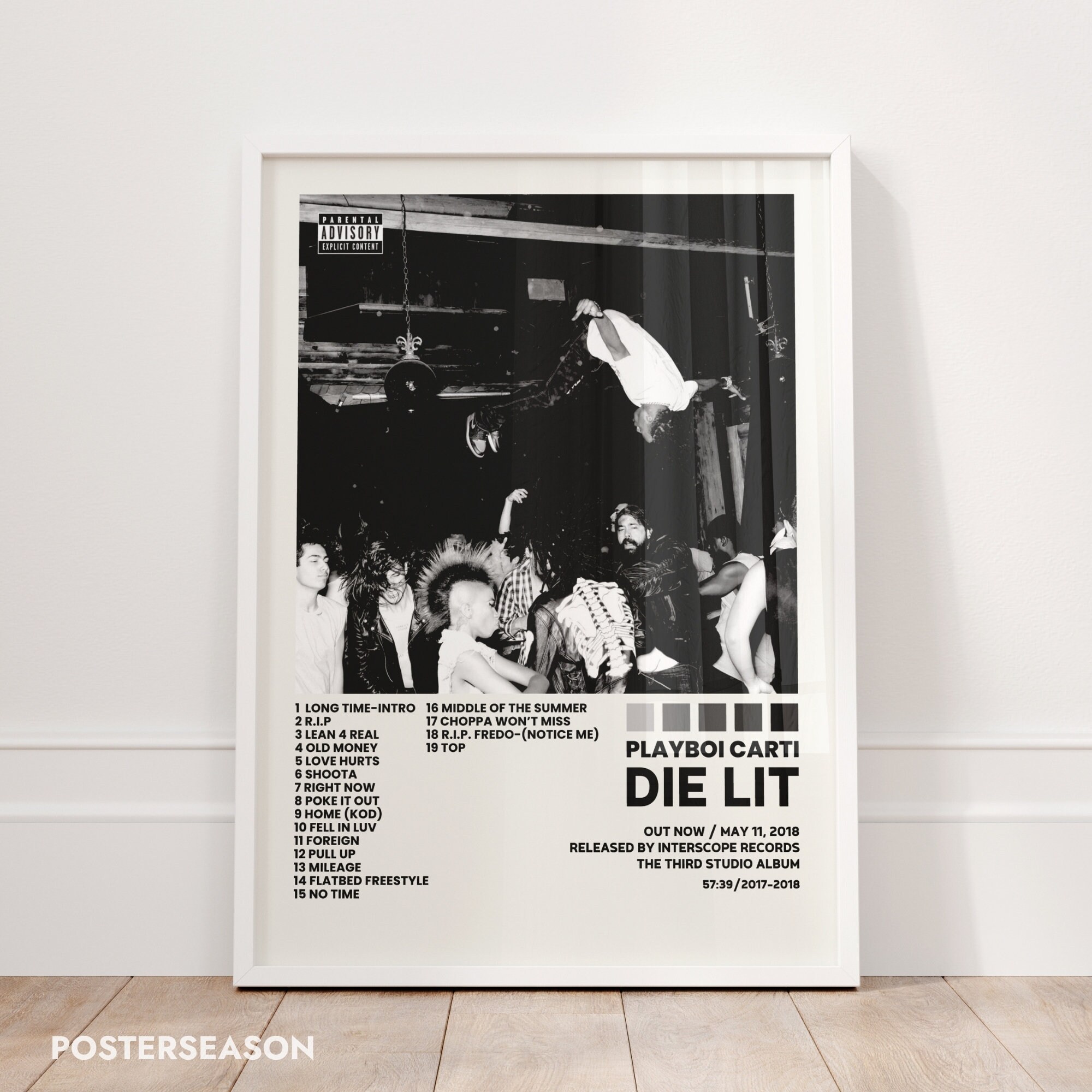 Playboi Carti Album Poster, Die Lit Album Cover Wall Print, Tracklist Poster, Rap Poster, Cover ...