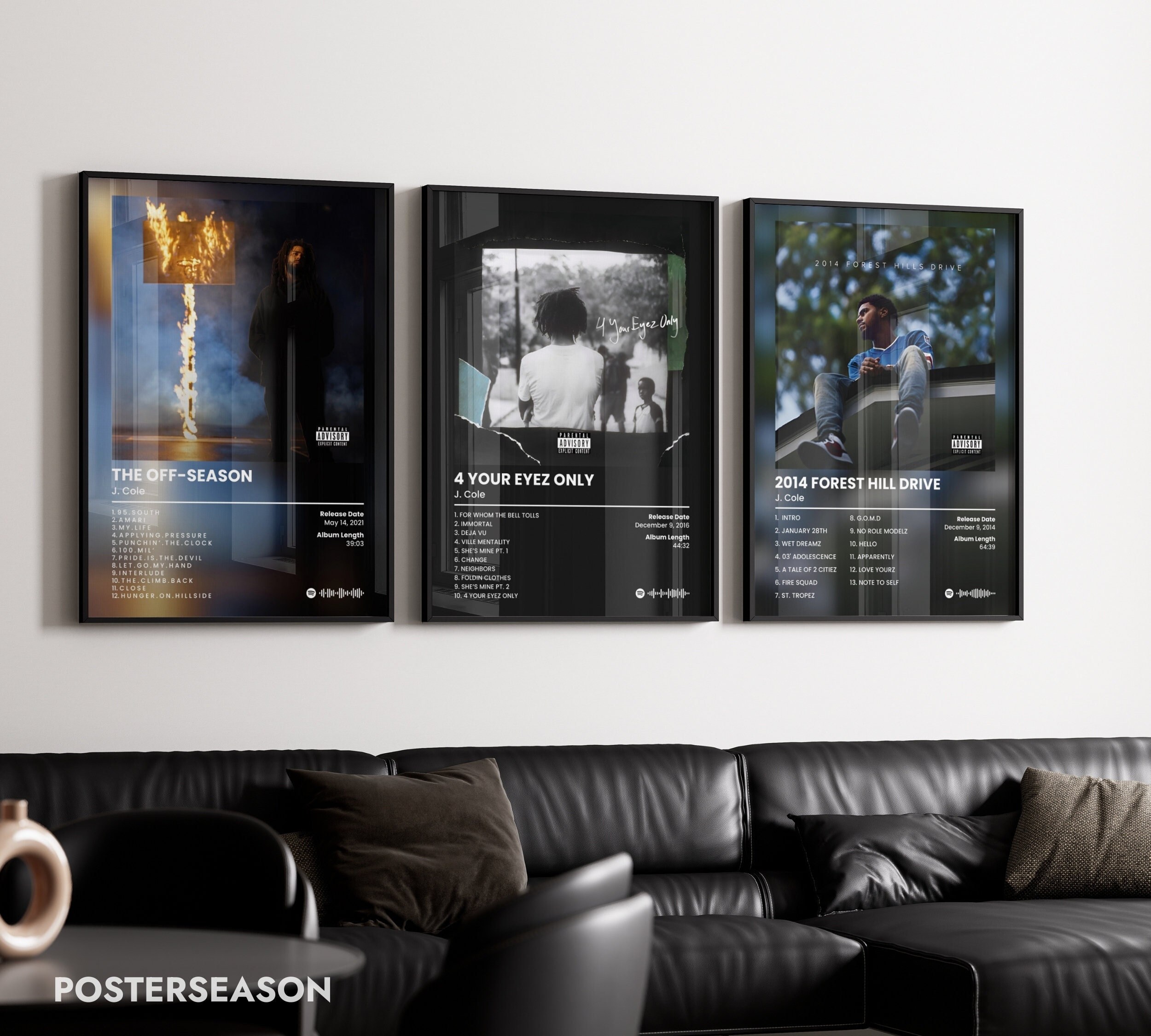 J. Cole Album Poster Set of 6, Album Cover Print, Tracklist Poster, Rap ...