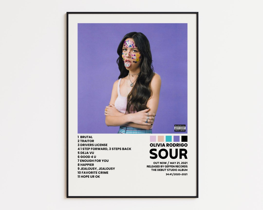 Olivia Rodrigo Cover Poster, SOUR Album Wall Print, Tracklist Poster ...
