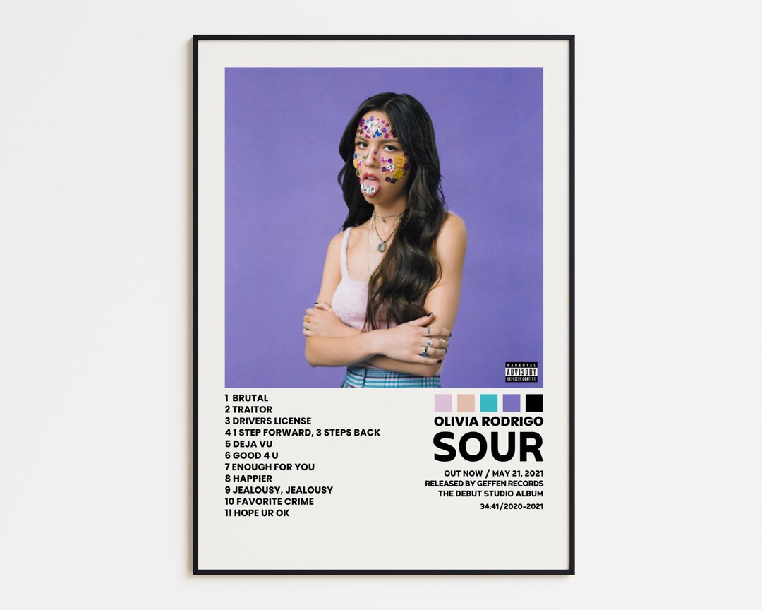 Olivia Rodrigo Cover Poster SOUR Album Wall Print Tracklist Poster