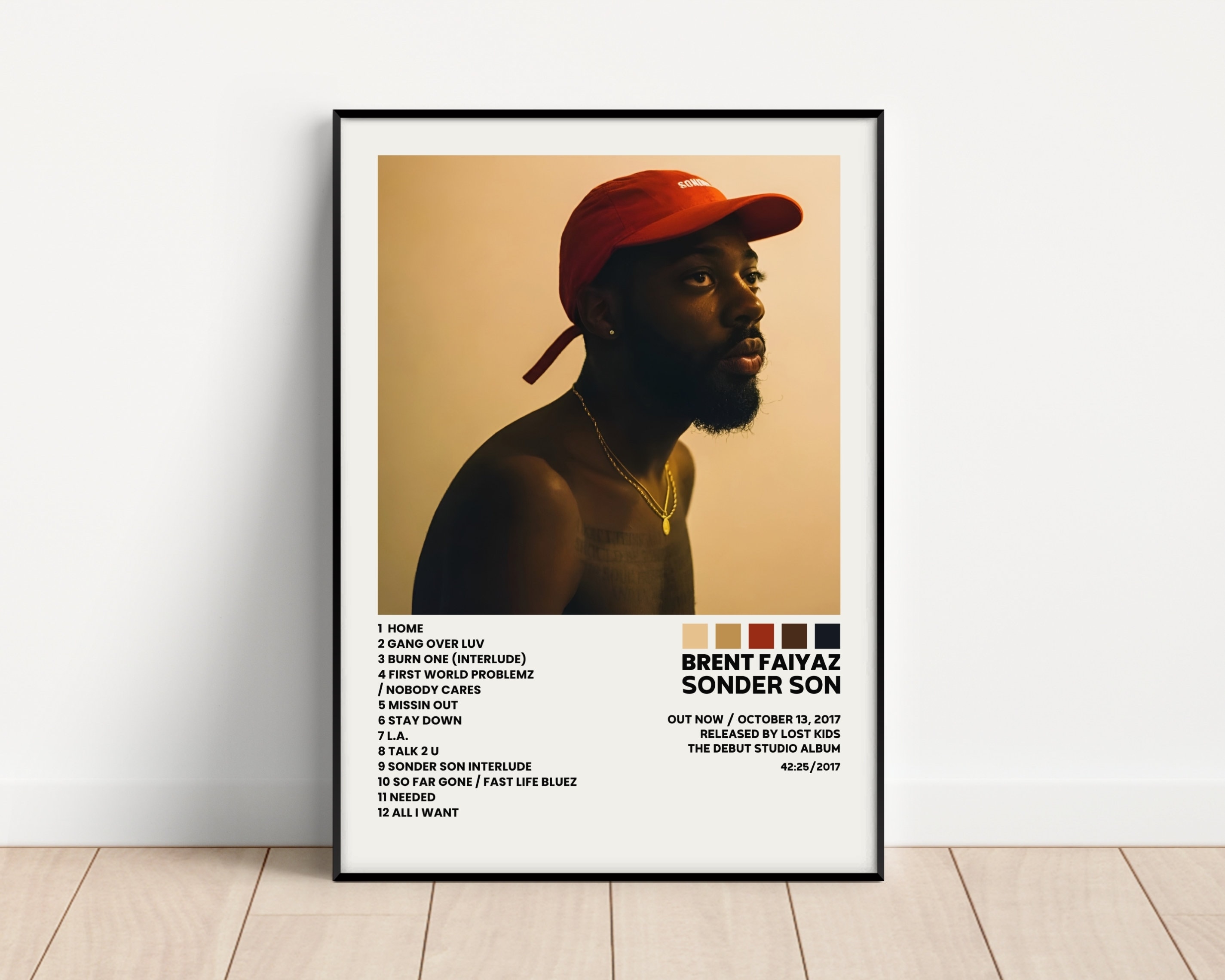 Brent Faiyaz Cover Poster, Sonder Son Album Wall Print, Tracklist ...