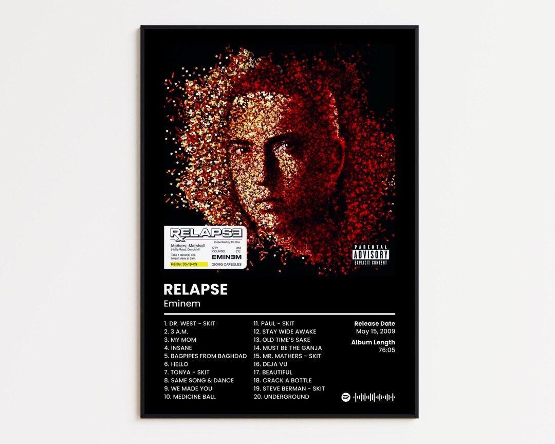 Eminem Cover Poster, Relapse Print, Classics Rap Poster, Hip Hop Wall ...