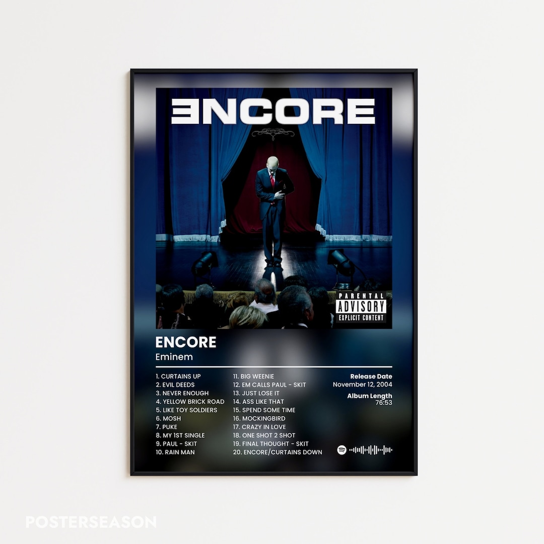 Eminem Album Poster, Encore Album Cover Wall Print, Tracklist Poster ...
