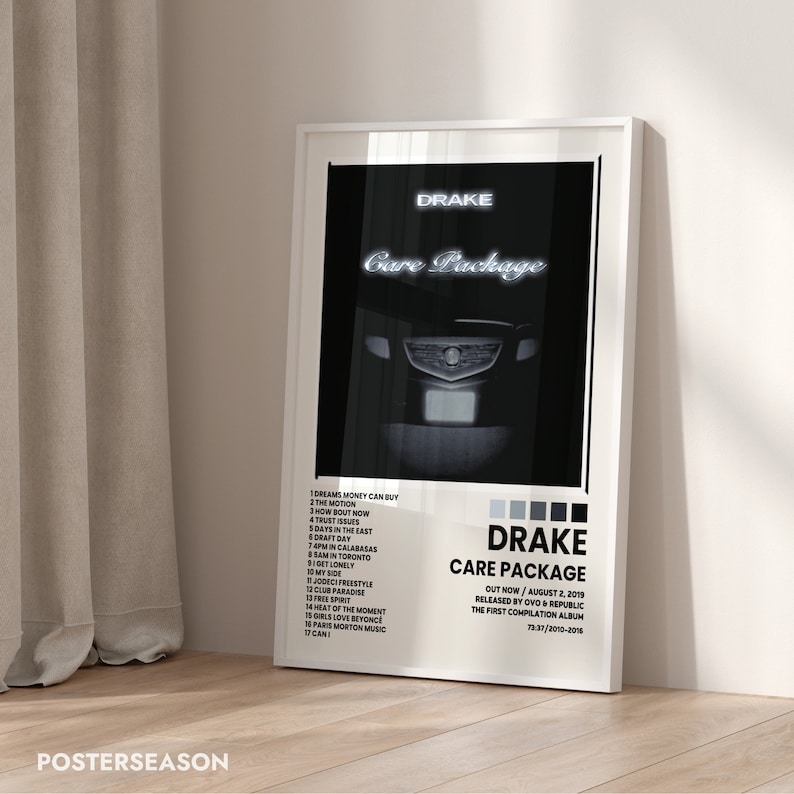 Drake Album Poster, Care Package Album Cover Print, Tracklist Poster ...