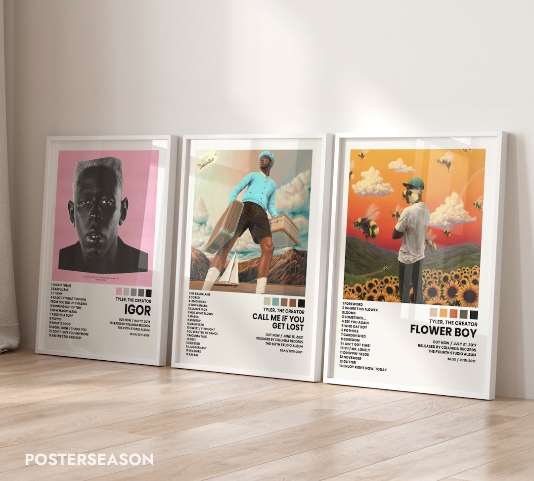 Tyler the Creator Album Poster Set of 6, Album Cover Print, Tracklist ...
