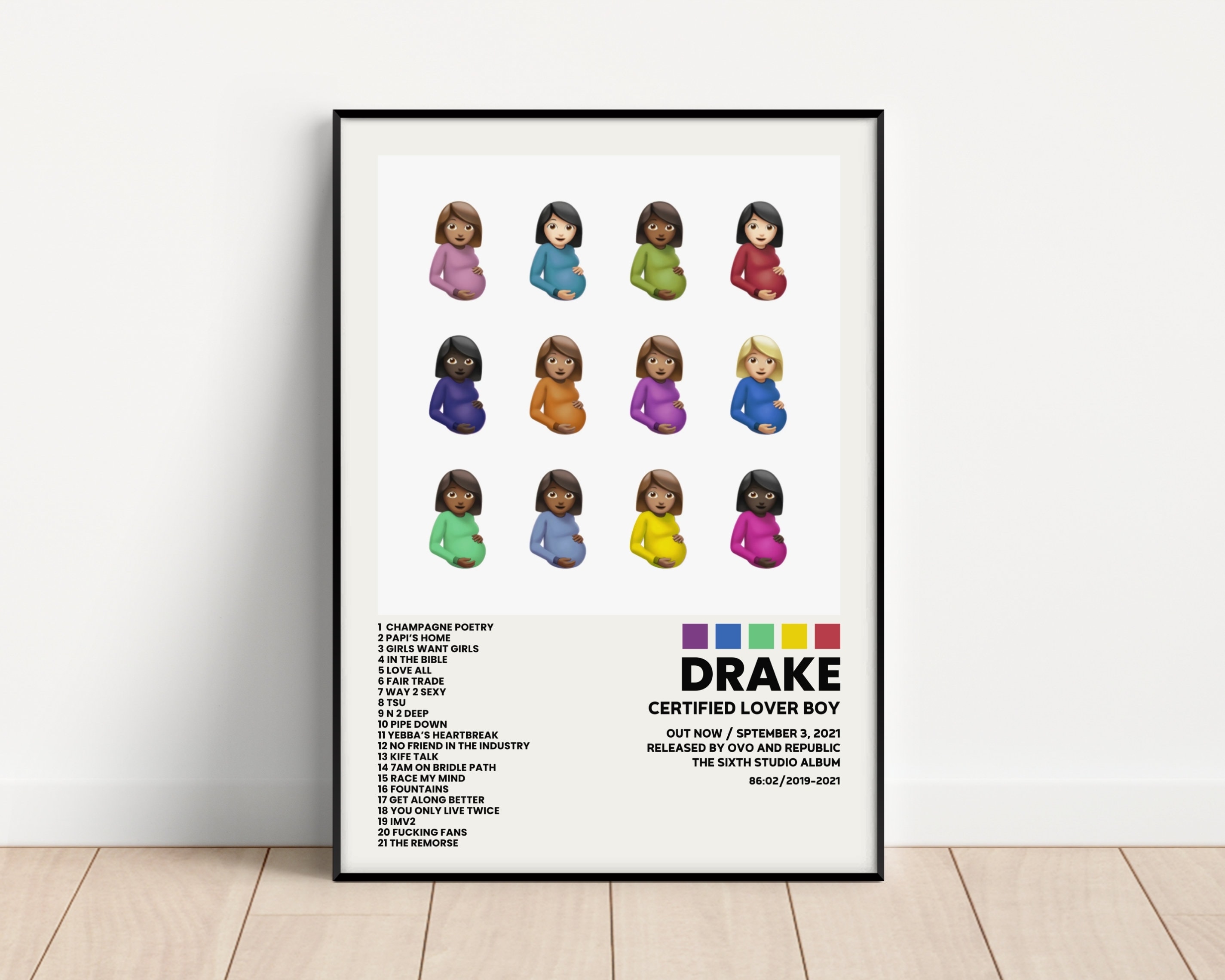 Drake Cover Poster, Certified Lover Boy Album Wall Print, Tracklist ...