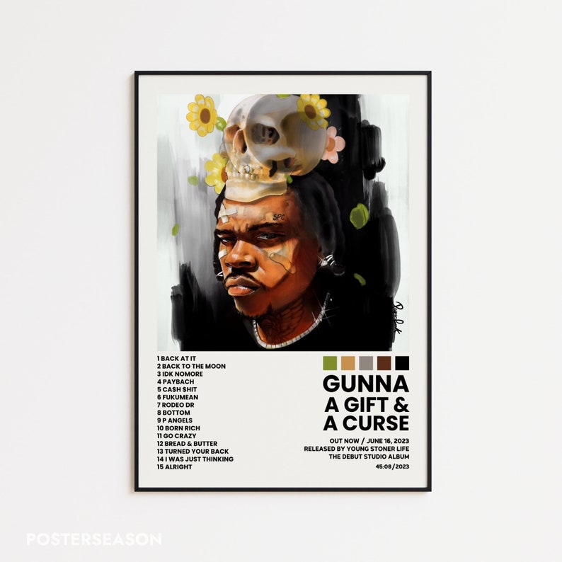 Gunna Album Poster, A Gift & A Curse Album Cover Print, Tracklist ...