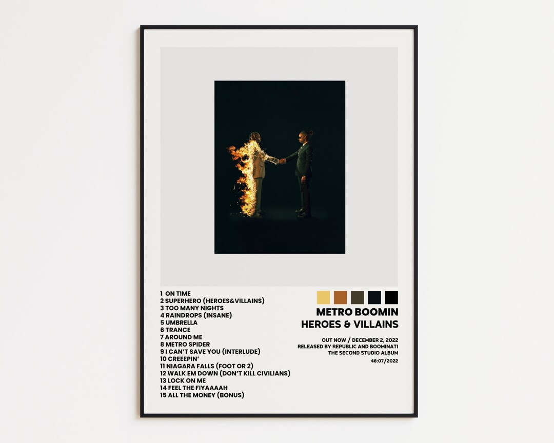 Metro Boomin Cover Poster, Heroes & Villains Album Wall Print ...