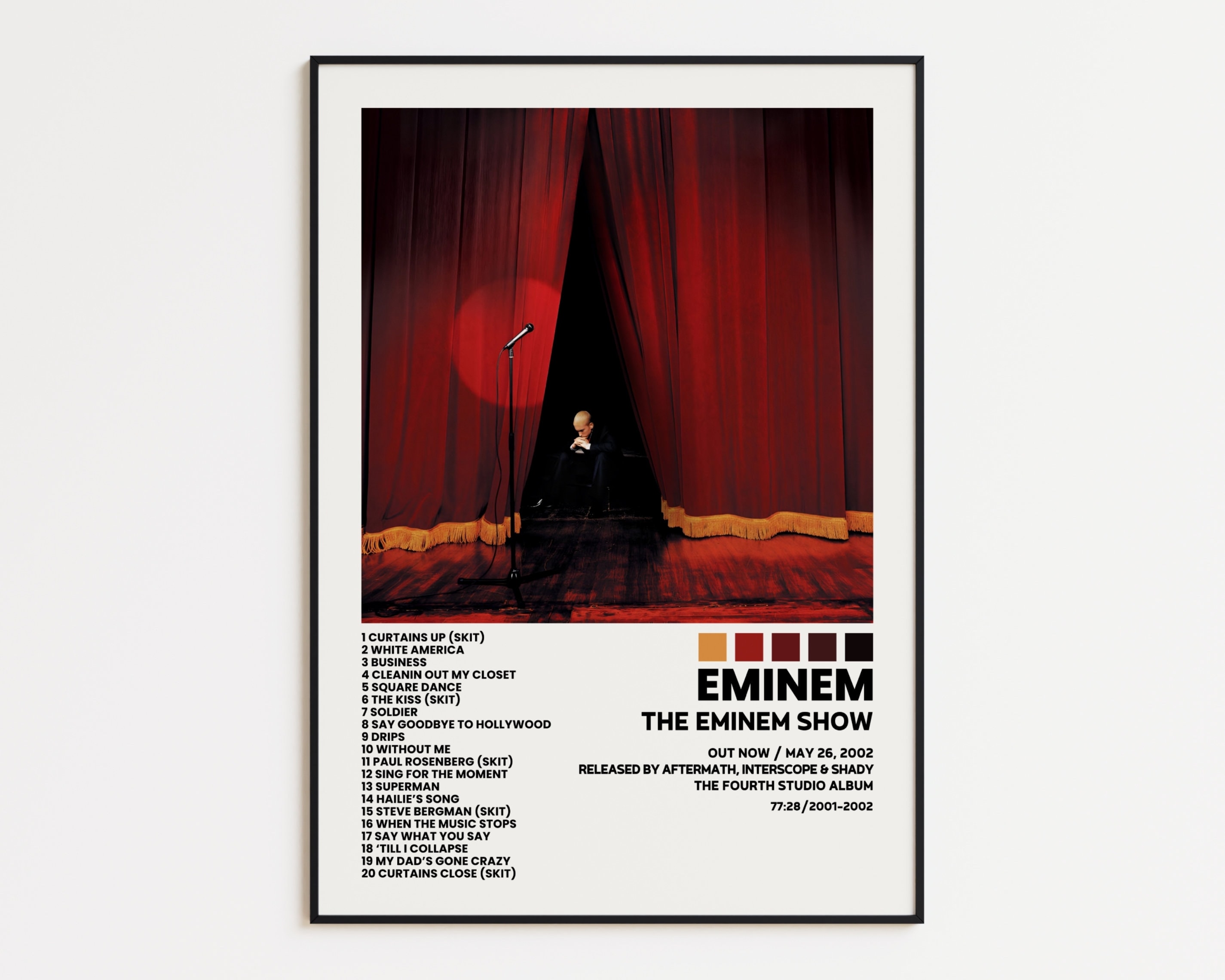 Eminem Cover Poster, The Eminem Show Album Wall Print, Tracklist Poster ...