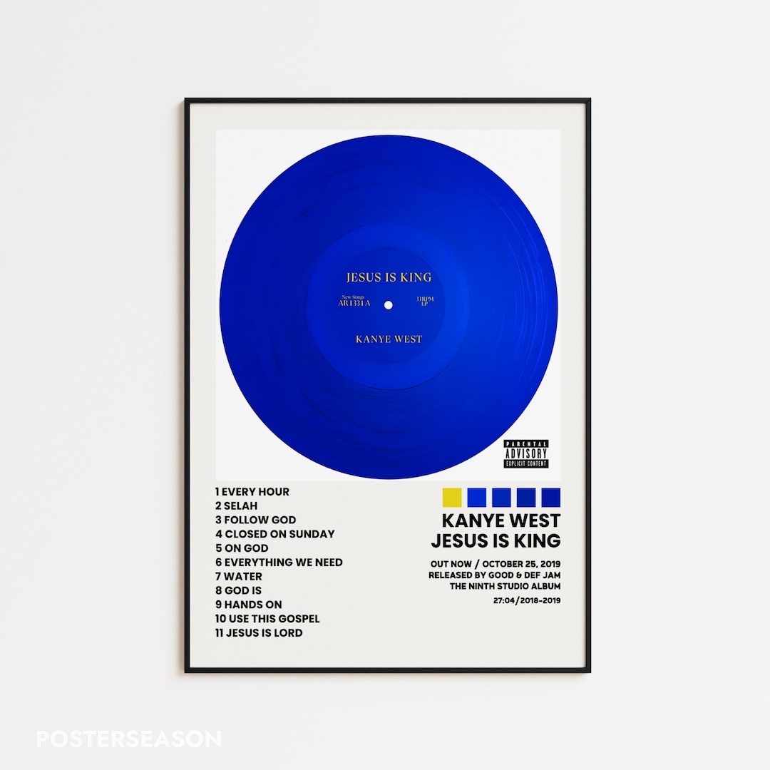 Kanye West Album Poster, Jesus is King Album Cover Print, Tracklist ...
