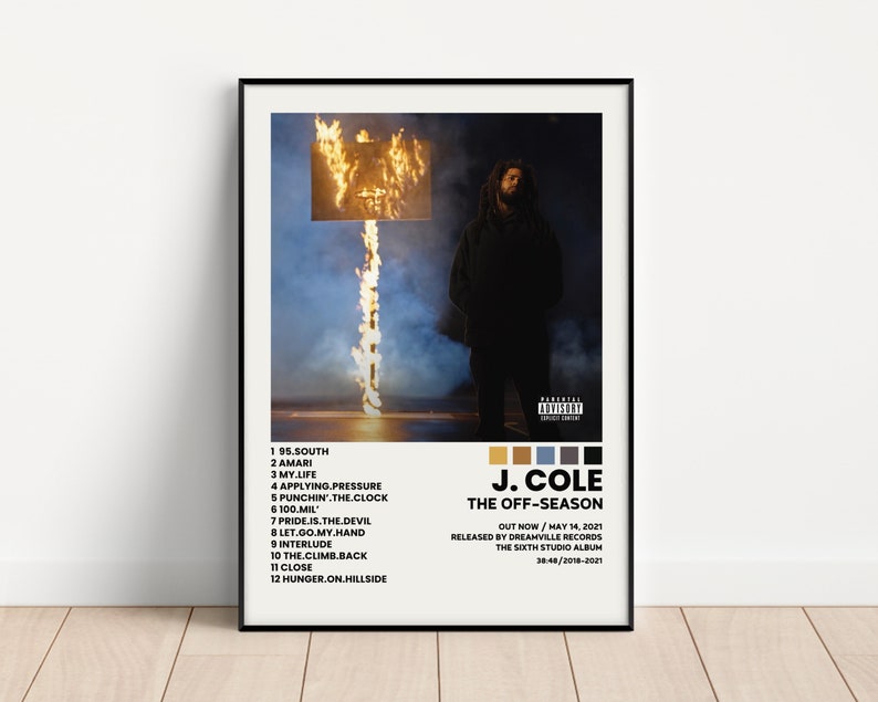 J. Cole Cover Poster, the Off-season Album Wall Print, Tracklist Poster ...