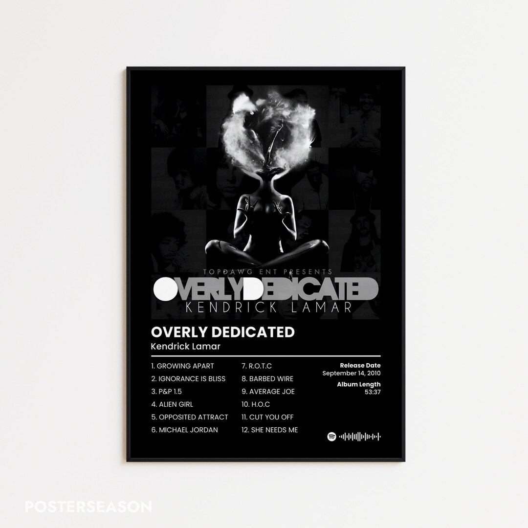 Kendrick Lamar Album Poster, Overly Dedicated Album Cover Wall Print ...