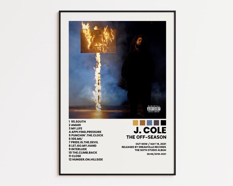 J. Cole Cover Poster, the Off-season Album Wall Print, Tracklist Poster ...