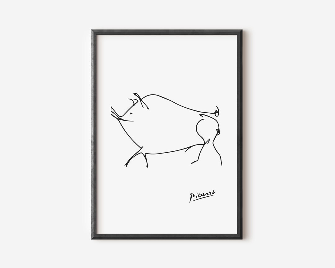 Pablo Picasso Prints, Picasso Pig Print, One Line Drawing, Minimalist ...