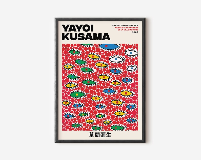 Yayoi Kusama Poster, Yayoi Kusama Print, Exhibition Poster, Eyes Flying ...