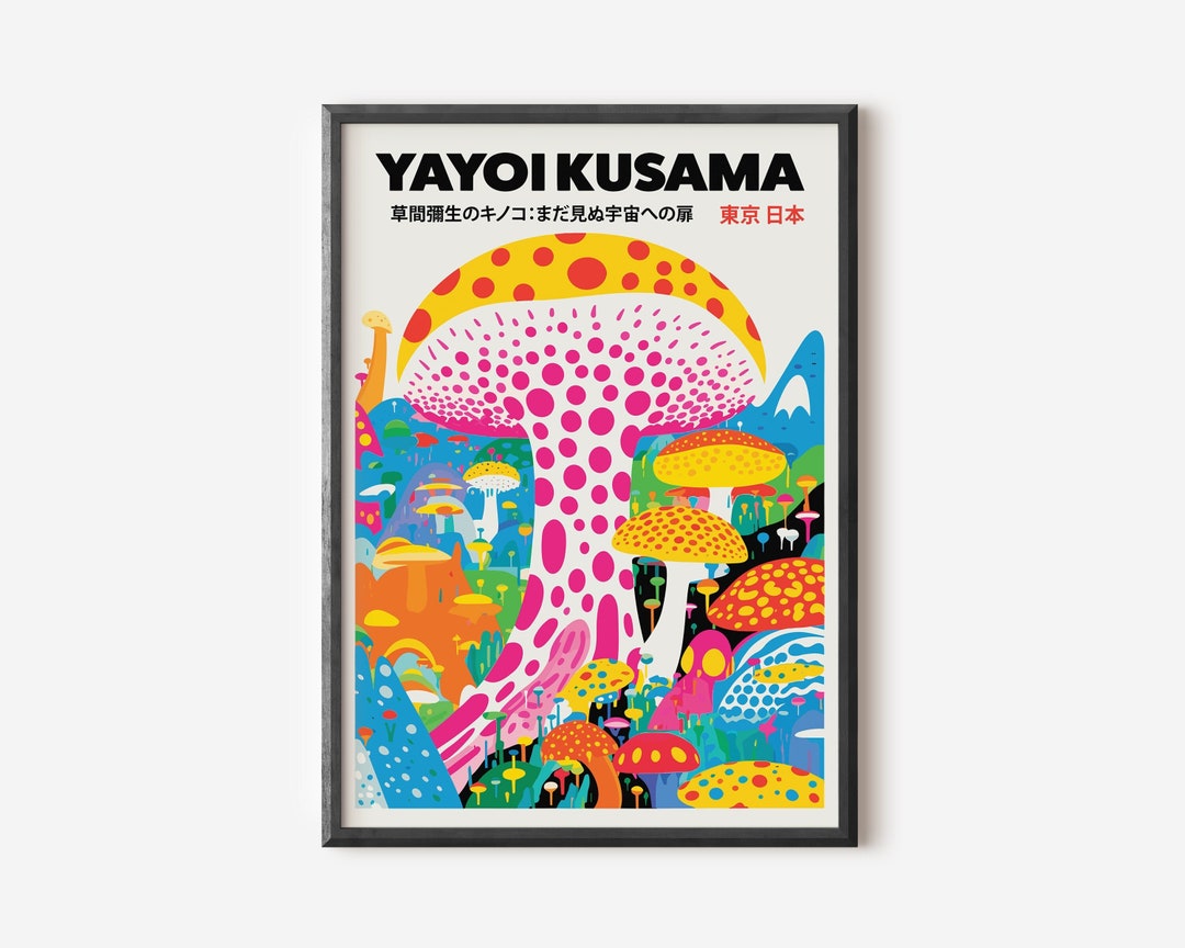 Yayoi Kusama Poster, Exhibition Poster, Mushrooms, Yayoi Kusama Print ...