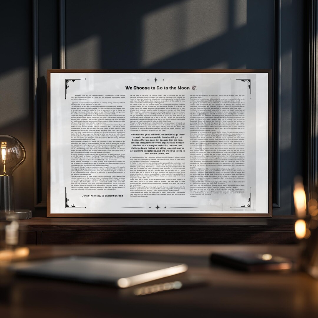 JFK Moon Speech Framed Poster | We Choose to Go to the Moon | Wall Art ...