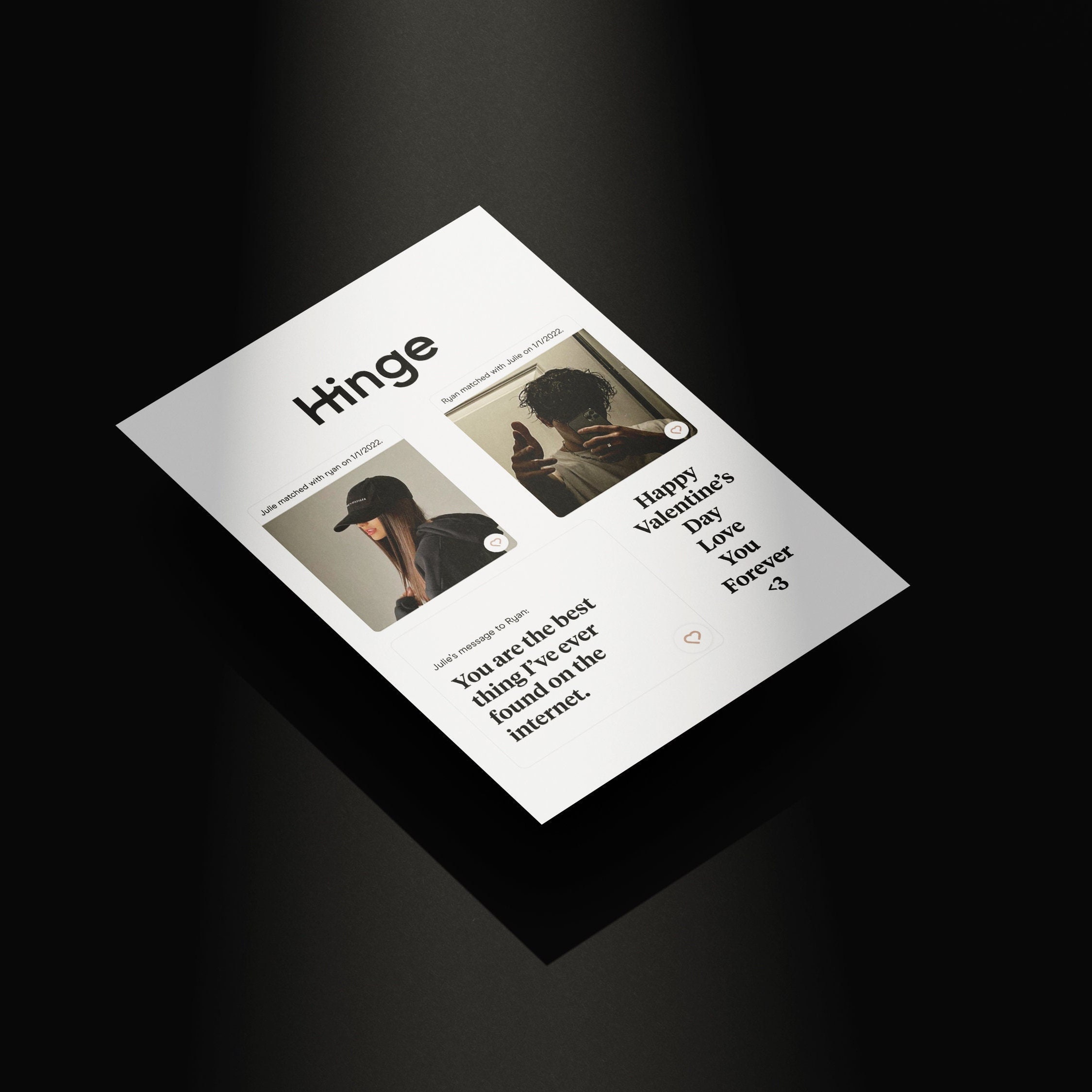 Hinge Love Card "perfect Match" Personalized, Thanks for Swiping Right ...