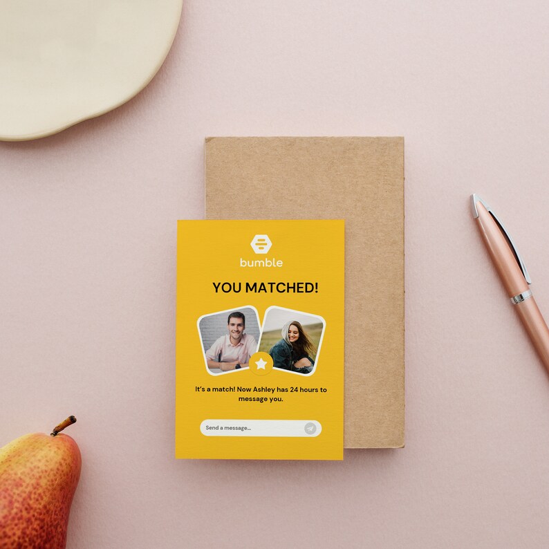 Bumble "you Matched!" Folding Card Canva Template 10x7" | EASY TO EDIT ...