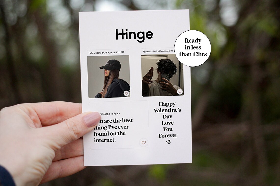 Hinge Love Card perfect Match Personalized Thanks - Etsy