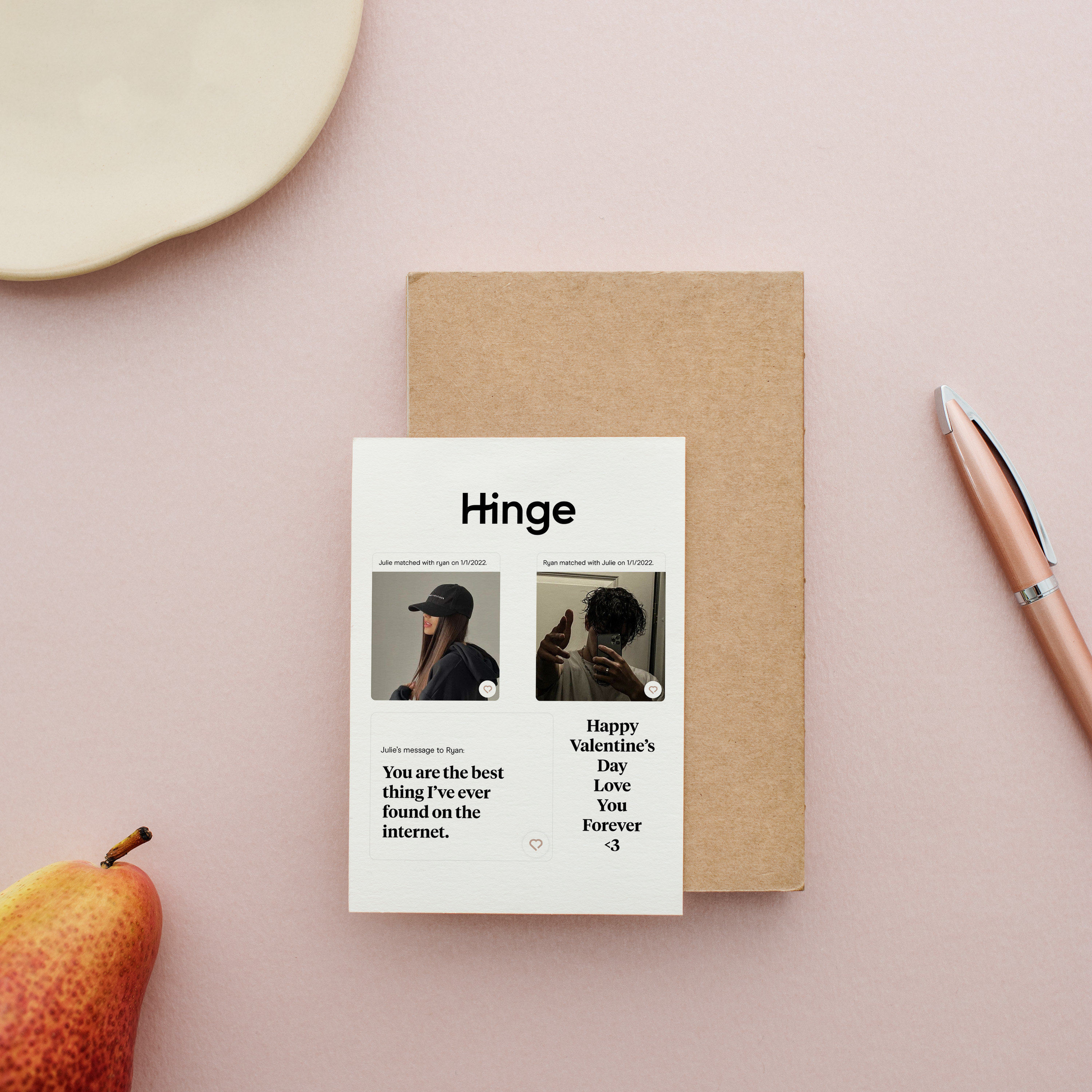 Hinge Love Card "perfect Match" Personalized, Thanks for Swiping Right ...