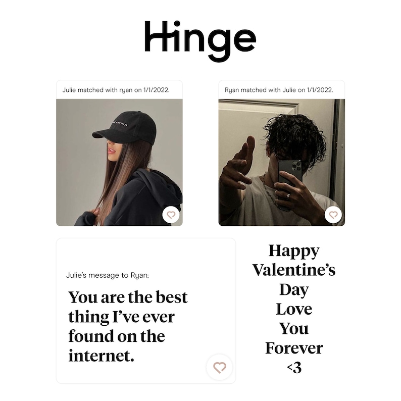 Hinge Love Card "perfect Match" Personalized, Thanks for Swiping Right ...