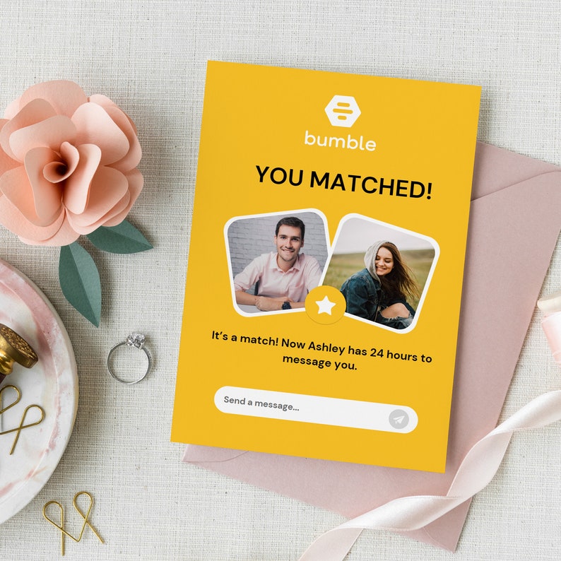 Bumble 'you Matched!' Card Canva Template: Dating App Design (10x7") - Etsy