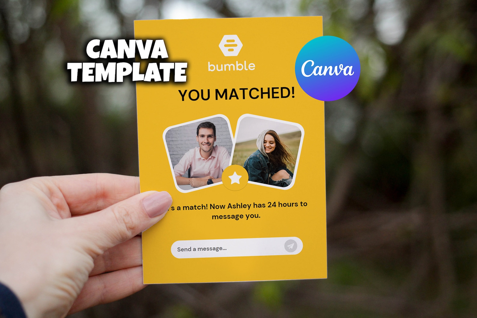Bumble 'you Matched!' Card Canva Template: Dating App Design (10x7") - Etsy