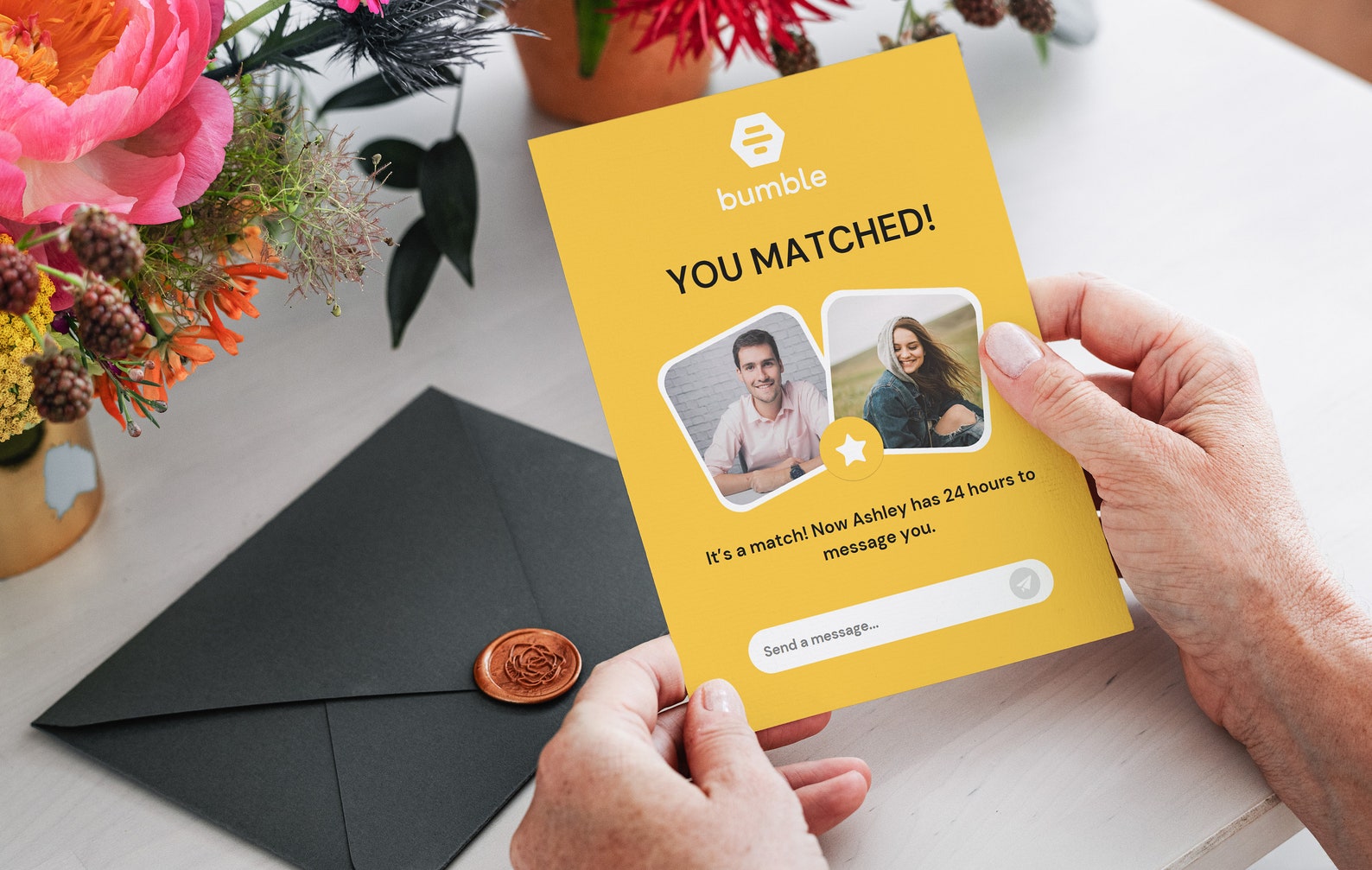 Bumble 'you Matched!' Card Canva Template: Dating App Design (10x7") - Etsy