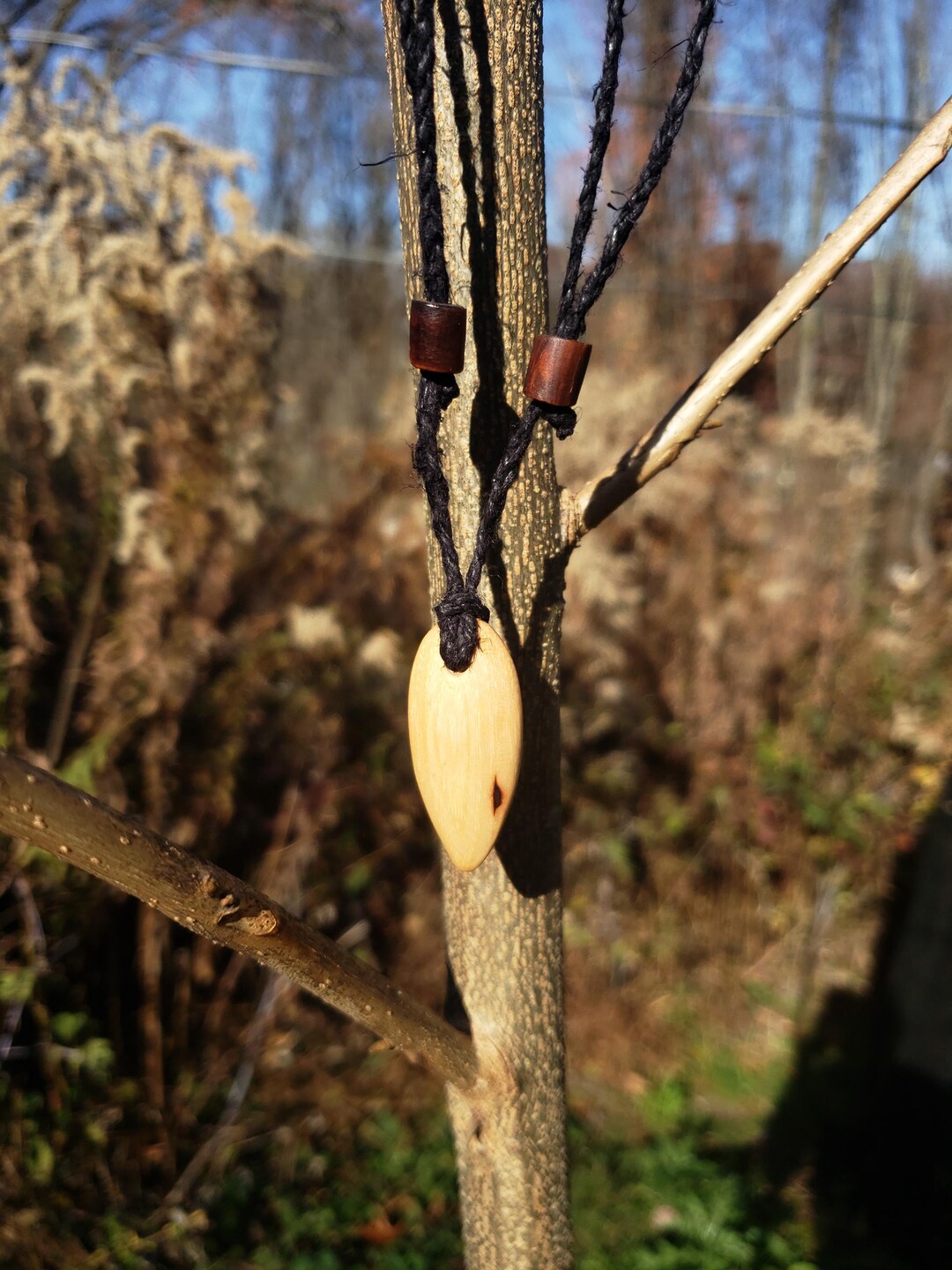 Tree Tooth Maple Pendant With Roasted Eastern White Cedar Beads and a ...